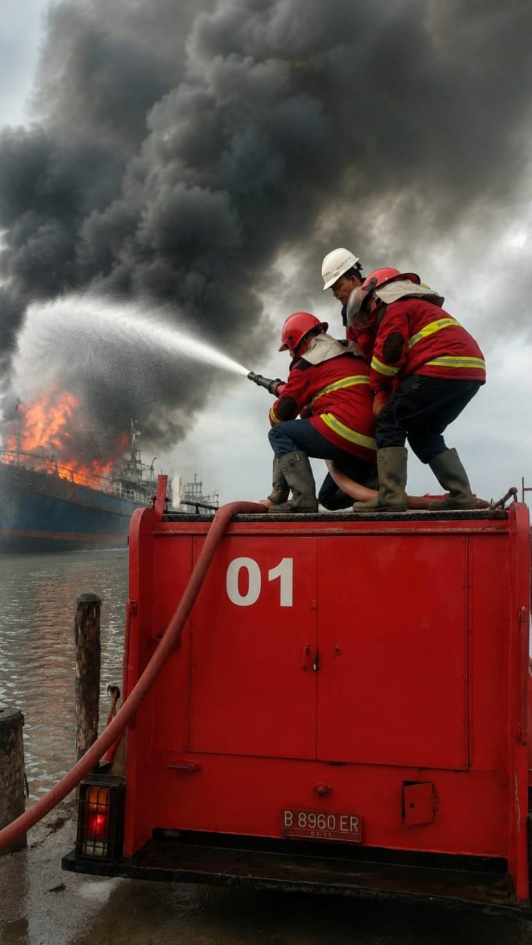 Heboh..!!!!5 Kapal Terbakar di Gabion Belawan